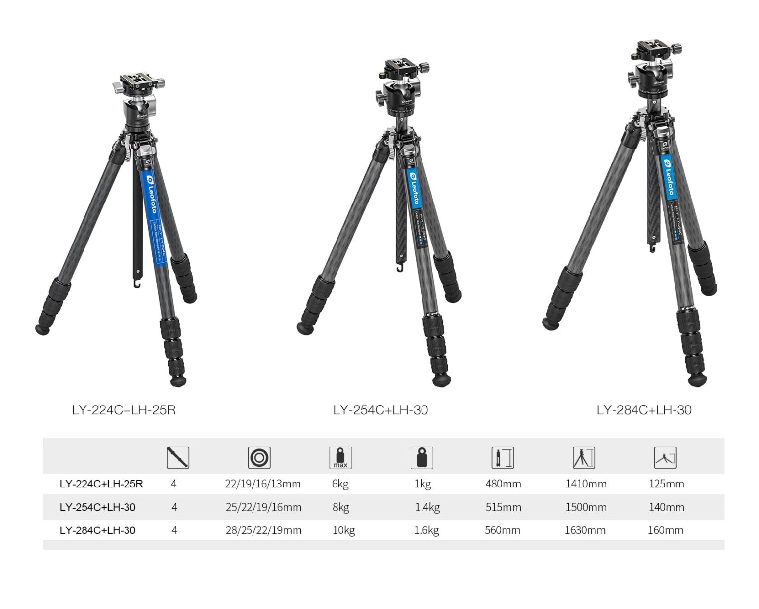 Carbon Stativ LY-224C mit 25mm Kugelkopf (Set) - Leofoto Schweiz