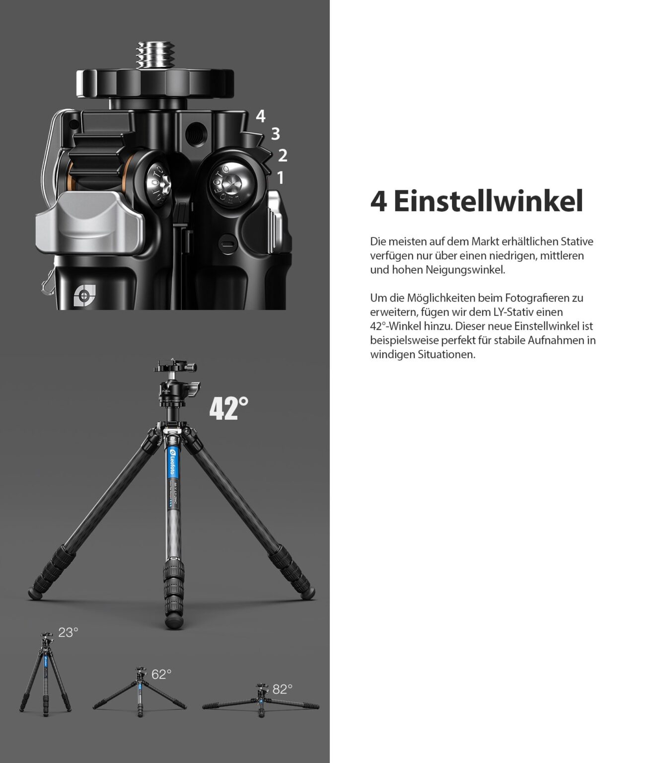 Carbon Stativ LY-224C mit 25mm Kugelkopf (Set) - Leofoto Schweiz